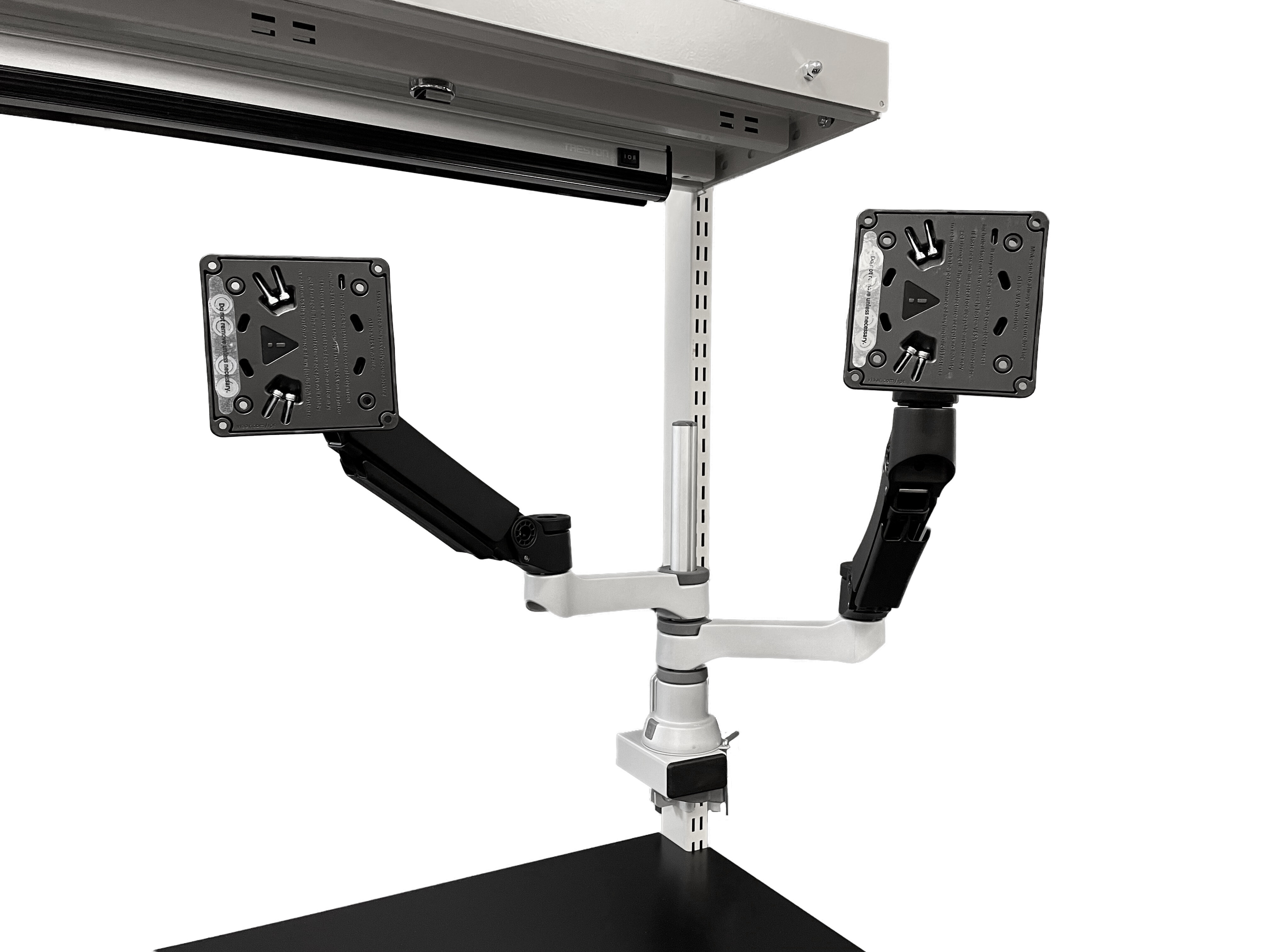 Circular Dual Monitor Arm, 3-9kg, upright mounting bracket | Treston