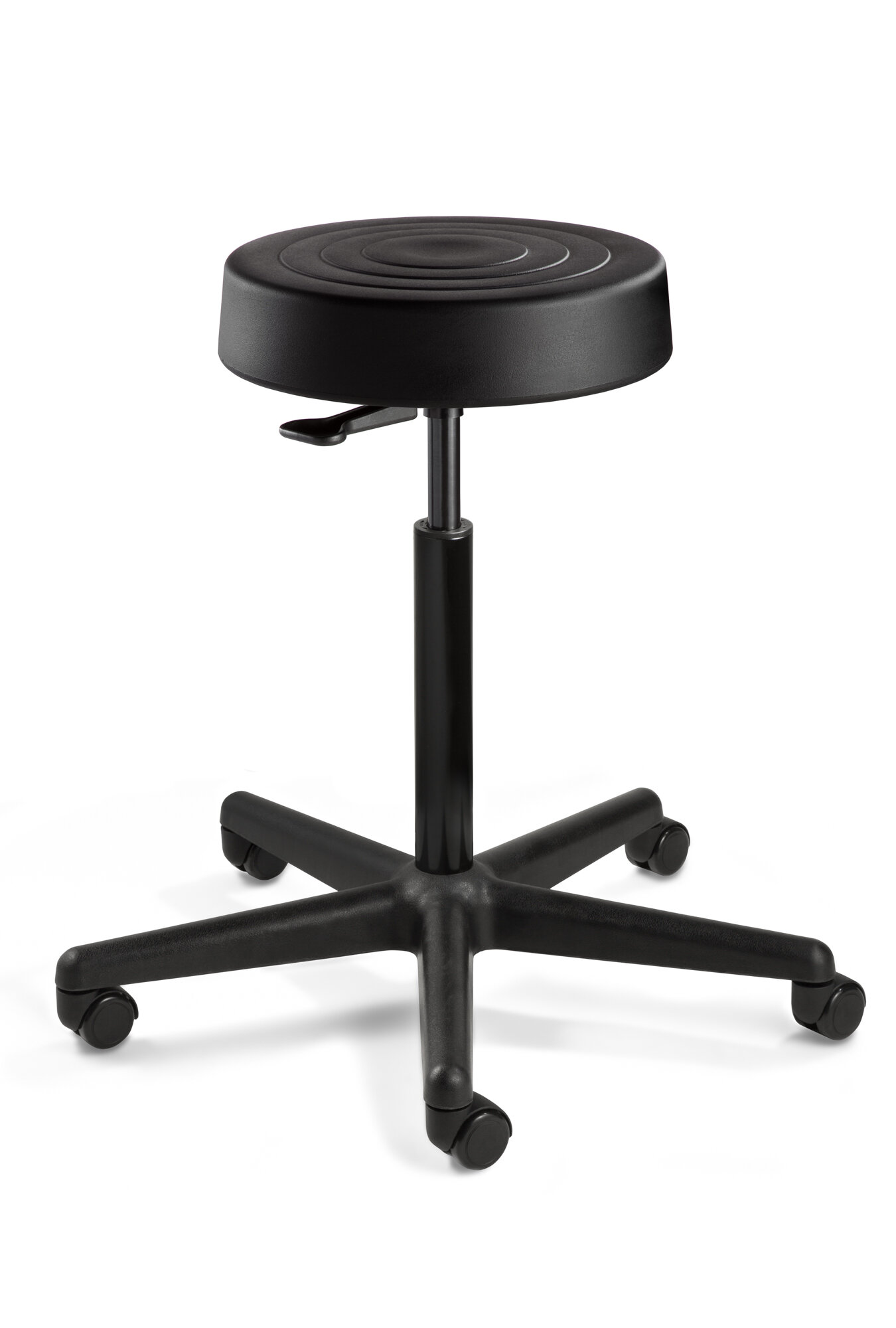 ErgoLux Backless Stool, Soft Polyurethane Seat, Black Nylon | Treston