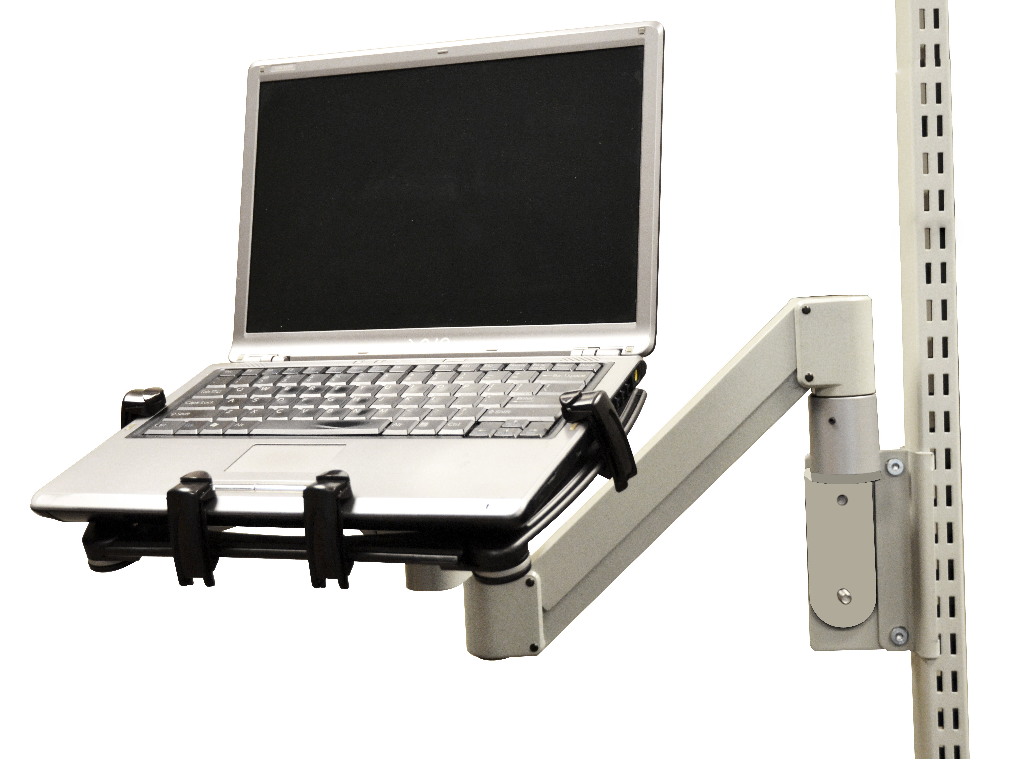 Height adjustable arm with laptop bracket | Treston