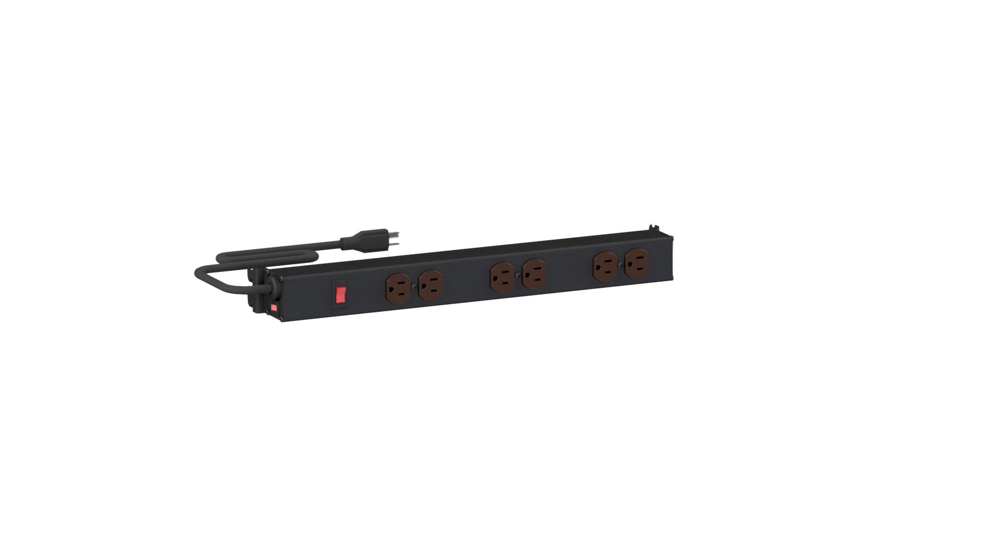 Power rail, M20, 6 outlet (NEMA 5-20R), 20 Amp | Treston