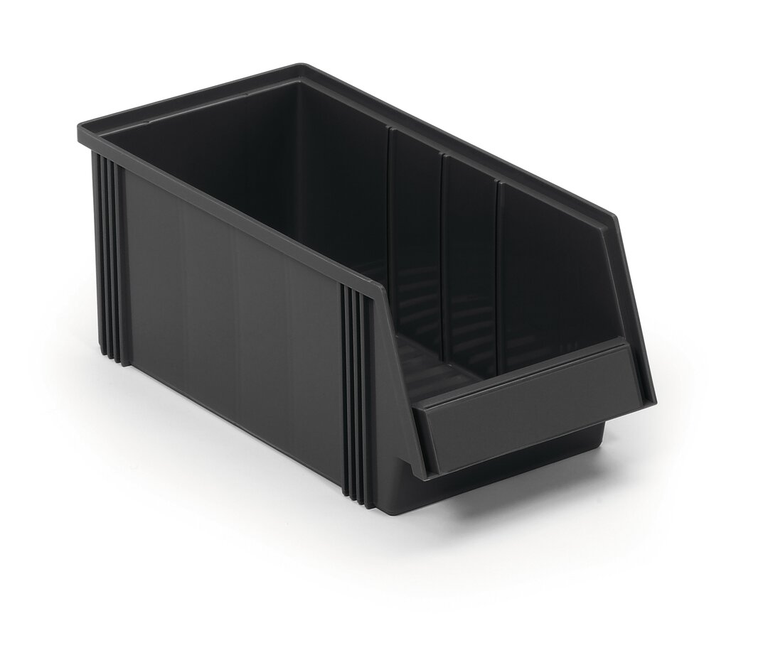 Stacking bin 7.32"x15.75"x6.14" black ESD 24 pcs | Treston